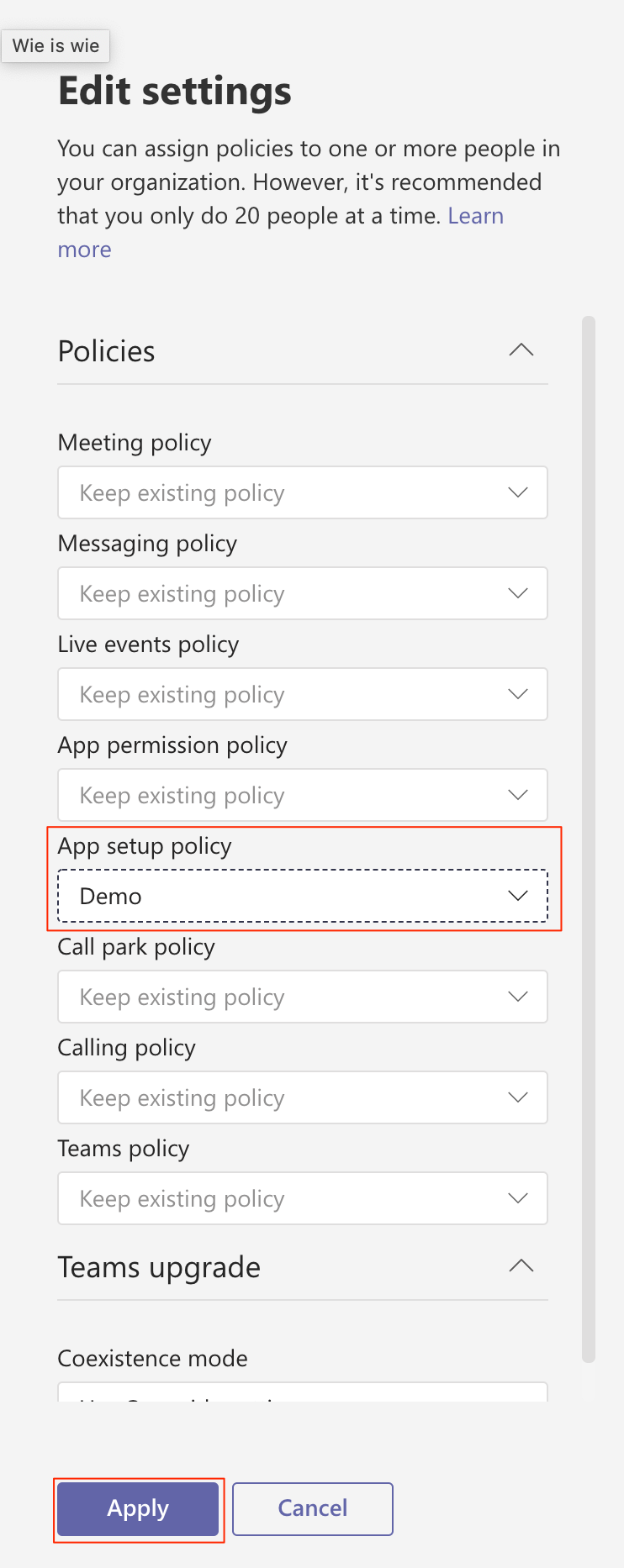 Microsoft Teams app setup policies – ROBERT SCHOUTEN